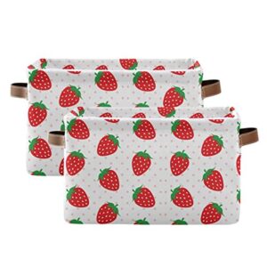 xigua Strawberry Storage Basket Rectangular Collapsible Storage Box Canvas Square Storage Bin with Handles for Home,Office,Books,Nursery,Kid's Toys,Closet & Laundry