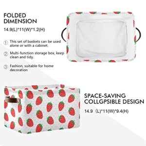 xigua Strawberry Storage Basket Rectangular Collapsible Storage Box Canvas Square Storage Bin with Handles for Home,Office,Books,Nursery,Kid's Toys,Closet & Laundry