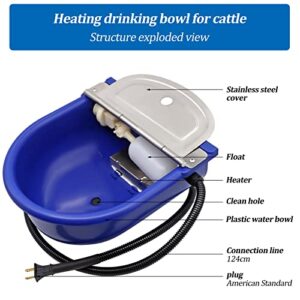 LIUCOGXI Heated Livestock Waterer Auto Horse Water Bowl Automatic Cattle Cow Heated Water Bowl Dog Horse Cattle Drinking Bowl Constant Temperature Dispenser with Float Control