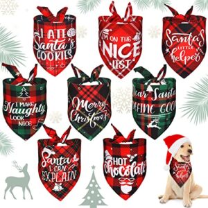 8 pcs christmas dog bandanas christmas classic buffalo plaid pets scarf snowflakes outfit triangle dog drool bib dog costume accessory for small medium large dogs cats pets (small)