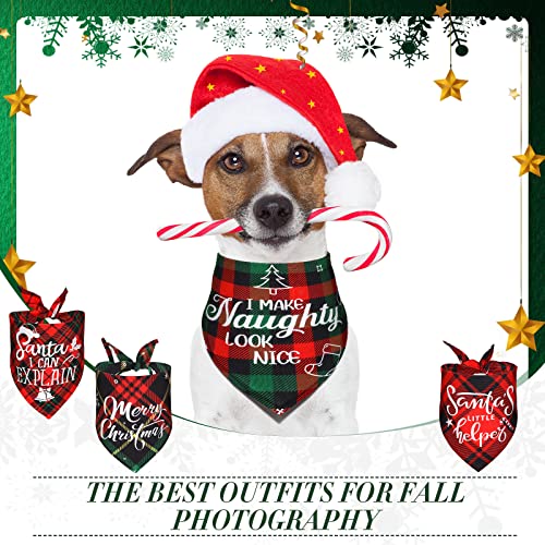 8 Pcs Christmas Dog Bandanas Christmas Classic Buffalo Plaid Pets Scarf Snowflakes Outfit Triangle Dog Drool Bib Dog Costume Accessory for Small Medium Large Dogs Cats Pets (Small)