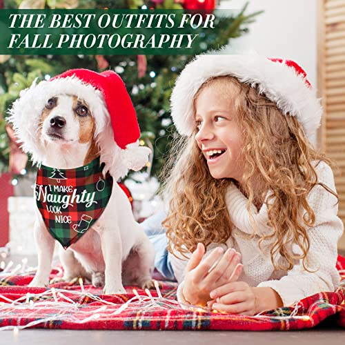 8 Pcs Christmas Dog Bandanas Christmas Classic Buffalo Plaid Pets Scarf Snowflakes Outfit Triangle Dog Drool Bib Dog Costume Accessory for Small Medium Large Dogs Cats Pets (Small)