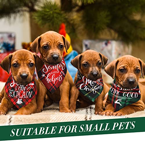 8 Pcs Christmas Dog Bandanas Christmas Classic Buffalo Plaid Pets Scarf Snowflakes Outfit Triangle Dog Drool Bib Dog Costume Accessory for Small Medium Large Dogs Cats Pets (Small)