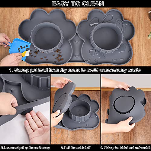 Dogvingpk Spill Proof Dog Food and Water Bowls Set with Suction Cup and Silicon Mat - Non Tipping Dog Dishes for Small and Medium Sized Dogs