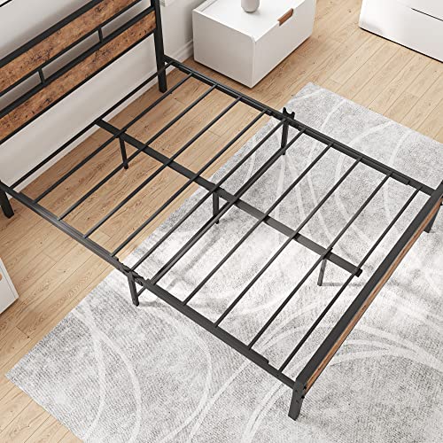 HOJINLINERO Full Size Bed Frame with Wood Headboard and Footboard,Platform Bed Frame Full No Box Spring Needed,Noise-Free,Heavy Duty Slats Support,Easy Assembly,Rustic Brown