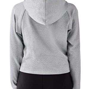 URBEST Women's Hoodies Fleece Lined Collar Pullover Half Zipper Sweatshirts Long Sleeve Crop Sweater Tops with Thumb Hole LIGHT GREY S