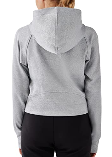 URBEST Women's Hoodies Fleece Lined Collar Pullover Half Zipper Sweatshirts Long Sleeve Crop Sweater Tops with Thumb Hole LIGHT GREY S