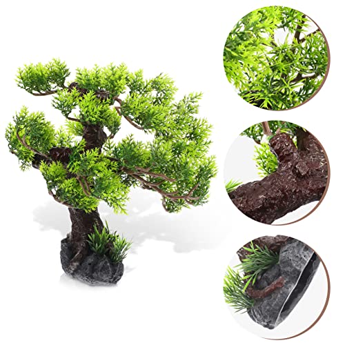 HANABASS Aquarium Tree Water Plants Tree Artificial Plant Tree Fish Tank Landscape Tree Fish Tank Aquarium Fish Hides Tree Bonsai Decorations ( Green )