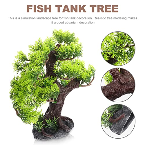 HANABASS Aquarium Tree Water Plants Tree Artificial Plant Tree Fish Tank Landscape Tree Fish Tank Aquarium Fish Hides Tree Bonsai Decorations ( Green )