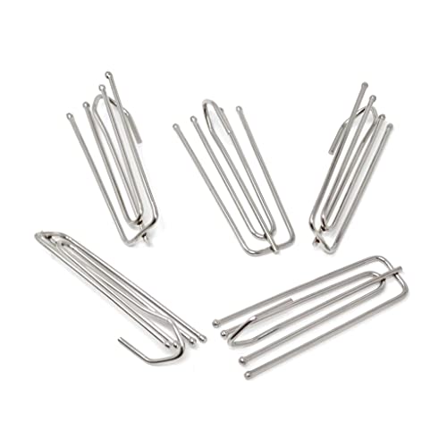 Mateda Stainless Steel Curtain Pleater Tape Hooks, 4 Prongs Pinch Pleat Hook ClipTraverse Pleater 4 End Hooks (60Pcs)