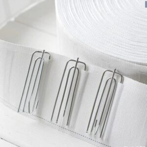 Mateda Stainless Steel Curtain Pleater Tape Hooks, 4 Prongs Pinch Pleat Hook ClipTraverse Pleater 4 End Hooks (60Pcs)