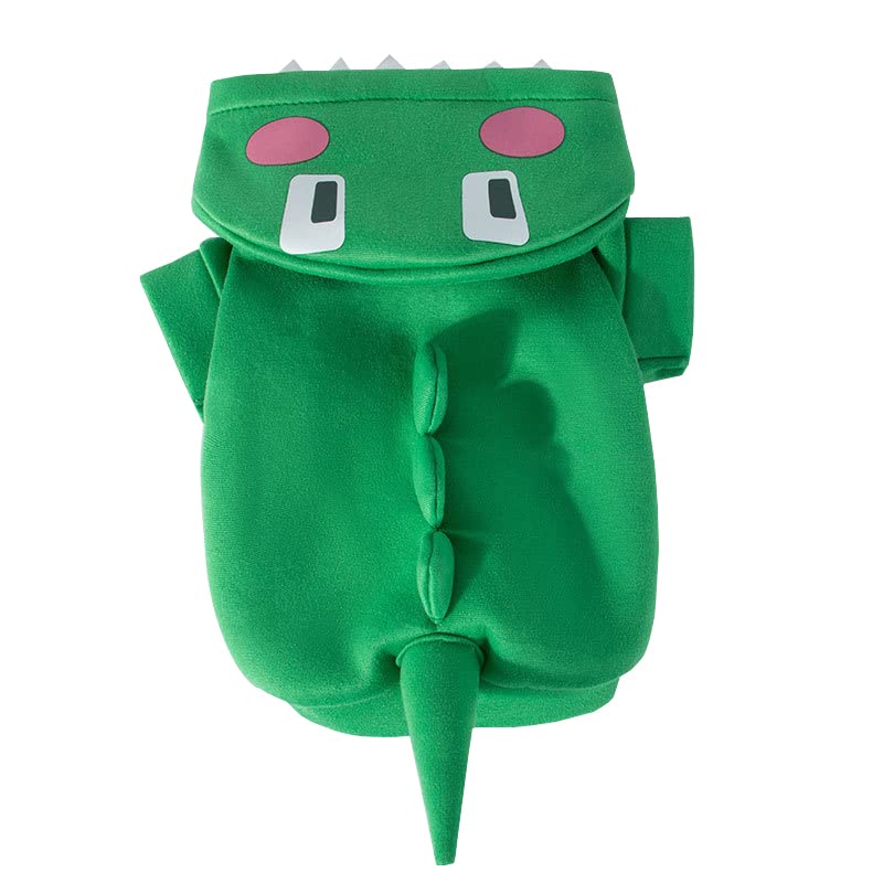 Petvins Small Dog & Cat Winter Clothes Green Dinosaur Pet Soft Hoodies Cute Cold Weather Costume for Kitten and Puppy