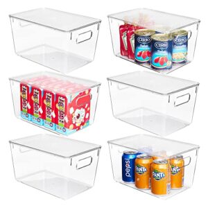 vtopmart 6 pack clear stackable storage bins with lids, large plastic containers with handle for pantry organization and storage,perfect for kitchen, fridge, cabinet, bathroom organizer