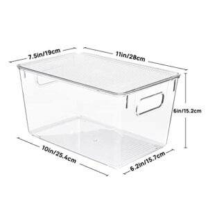 Vtopmart 6 Pack Clear Stackable Storage Bins with Lids, Large Plastic Containers with Handle for Pantry Organization and Storage,Perfect for Kitchen, Fridge, Cabinet, Bathroom Organizer