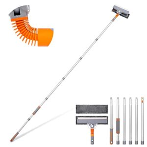 Clonynix 2 in 1 Squeegee for Window Cleaning with Extension Pole Detachable Cleaning Kit 94" Rotatable Washing Equipment Glass Cleaning Tools for Indoor/Outdoor