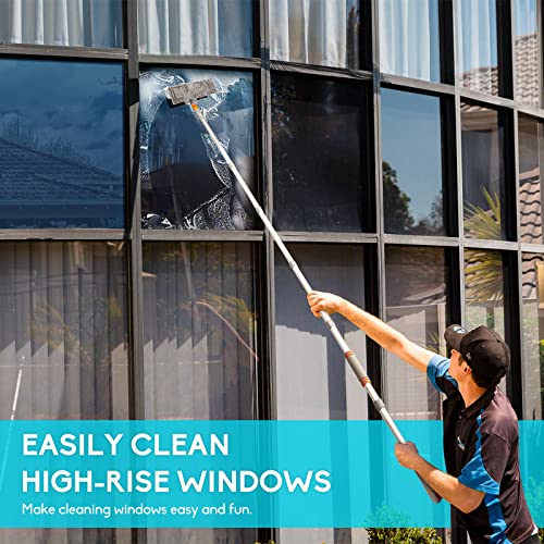 Clonynix 2 in 1 Squeegee for Window Cleaning with Extension Pole Detachable Cleaning Kit 94" Rotatable Washing Equipment Glass Cleaning Tools for Indoor/Outdoor