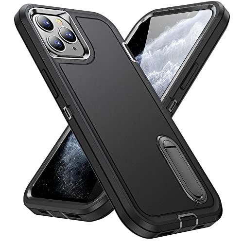 IDweel iPhone 11 Pro Max Case with Build-in Kickstand,Heavy Duty Protection Shockproof Anti-Scratch Rugged Protective Durable Case Hard Cover for iPhone 11 Pro Max 6.5 Inch,Black