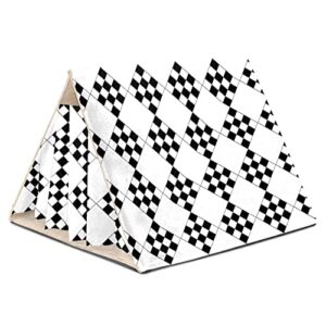 y-dsiwx guinea pig hideout cozy hamster house cave for bunny chinchilla hedgehog small animal black white geometric square pattern