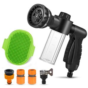 pup jet dog wash dog sprayer hose attachment high pressure garden hose nozzle with soap dispenser bottle showering for pet car watering plants,black