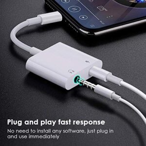 artmu 2 Pack Headphone Adapter for iPhone,[Apple MFi Certified] 2 in 1 Lightning to 3.5mm AUX Audio + Charger Splitter Compatible with iPhone 13/12/11/XS/XR/X 8 7-T017