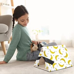 Y-DSIWX Guinea Pig House Bed, Rabbit Large Hideout, Small Animals Nest Hamster Cage Habitats Yellow Banana Pattern Summer Fruit