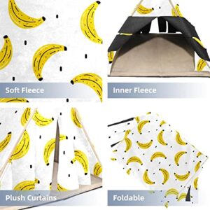 Y-DSIWX Guinea Pig House Bed, Rabbit Large Hideout, Small Animals Nest Hamster Cage Habitats Yellow Banana Pattern Summer Fruit