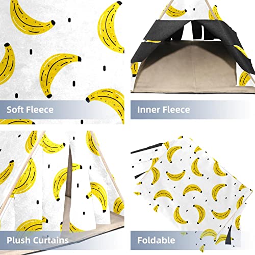 Y-DSIWX Guinea Pig House Bed, Rabbit Large Hideout, Small Animals Nest Hamster Cage Habitats Yellow Banana Pattern Summer Fruit