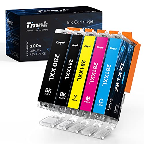 Timink 280 281 PGI-280XXL CLI-281XXL Compatible Ink Cartridges Compo Pack Replacement for Canon PIXMA TR7520 TR8520 TS6120 TS6220 TS8120 TS8220 TS9120 TS9520 TS6320 TS9521C (5 Pack)