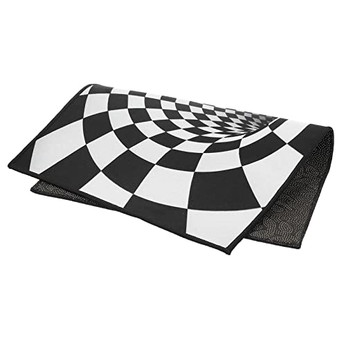 NUOBESTY Checkered Rug 3D Optical Illusion Doormat, Round Stereo Floor Mat, Anti- Slip Checkered Area Rug for Living Dining Room Carpet Home Decor Gift 40x60 Cm Optical Illusion Rug