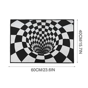 NUOBESTY Checkered Rug 3D Optical Illusion Doormat, Round Stereo Floor Mat, Anti- Slip Checkered Area Rug for Living Dining Room Carpet Home Decor Gift 40x60 Cm Optical Illusion Rug