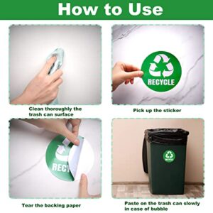 Recycle Sticker for Trash Can 10 Pack Recycle and Trash Logo Symbol Self Adhesive Trash Sign Decals Waterproof PVC Garbage Can Labels (Green, Black, 5X 5 Inches Round)