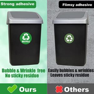 Recycle Sticker for Trash Can 10 Pack Recycle and Trash Logo Symbol Self Adhesive Trash Sign Decals Waterproof PVC Garbage Can Labels (Green, Black, 5X 5 Inches Round)