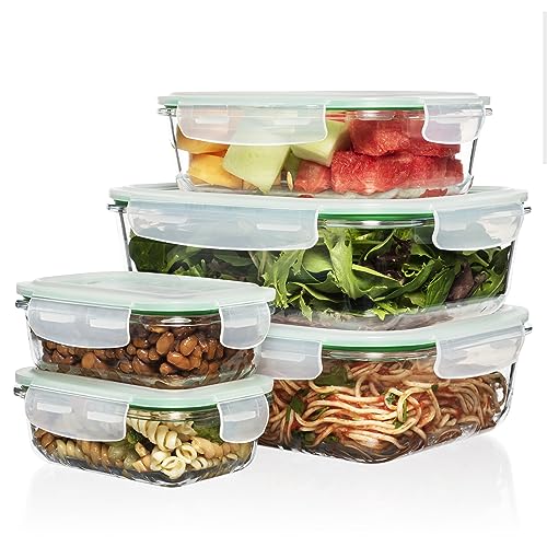 Fusion Gourmet 9 cup - 72oz X-Large Glass Food Storage Containers with Lids - Medium and Small Baking Containers, Leakproof, Airtight