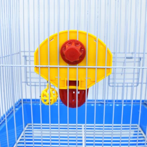 Bird Basketball Toy with Mirror, Bird Hanging Training Toys for Cage, Parrot Chew Ball Foraging Toys, Bird Interactive Intelligence Toy for Budgies Parakeets Cockatiels Conure, Easy to Install