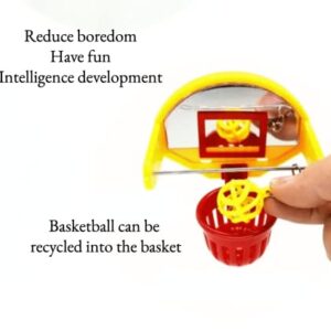 Bird Basketball Toy with Mirror, Bird Hanging Training Toys for Cage, Parrot Chew Ball Foraging Toys, Bird Interactive Intelligence Toy for Budgies Parakeets Cockatiels Conure, Easy to Install