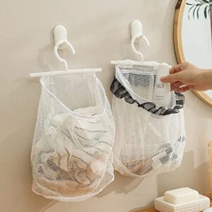 clodinabo organizer wall hanging underwear drying net bag small block storage mesh pockets, 2pcs