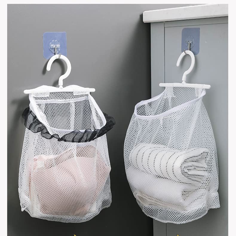 Clodinabo Organizer Wall Hanging Underwear Drying Net Bag Small Block Storage Mesh Pockets, 2Pcs