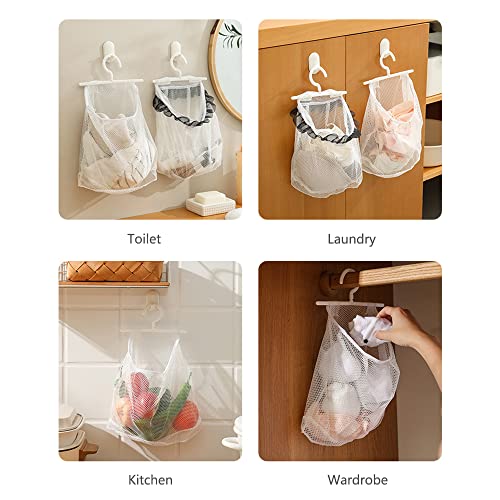 Clodinabo Organizer Wall Hanging Underwear Drying Net Bag Small Block Storage Mesh Pockets, 2Pcs