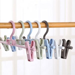 Pants Hangers, 10pcs Adjustable Clothes Hangers with Clips, Portable Drying Rack Travel Plastic Non-Slip Clothes Drying Hanger for Kids Or Adults Garments (White)