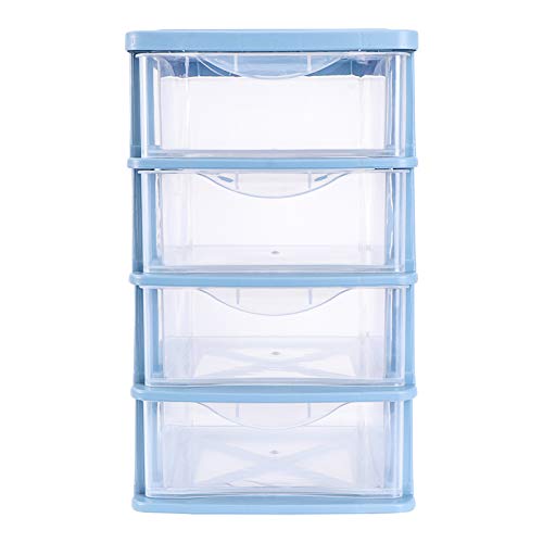 DOITOOL Four- Layer Storage Drawers- Transparent Plastic Drawers Organizer- Multifunction Plastic Drawers Kitchen Pantry Storage Cabinet for Kitchen, Bathroom, Vanity, Desk ( Blue )