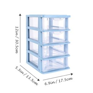 DOITOOL Four- Layer Storage Drawers- Transparent Plastic Drawers Organizer- Multifunction Plastic Drawers Kitchen Pantry Storage Cabinet for Kitchen, Bathroom, Vanity, Desk ( Blue )