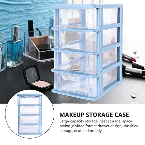 DOITOOL Four- Layer Storage Drawers- Transparent Plastic Drawers Organizer- Multifunction Plastic Drawers Kitchen Pantry Storage Cabinet for Kitchen, Bathroom, Vanity, Desk ( Blue )