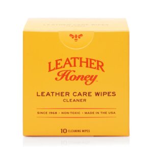 leather honey leather cleaner wipes - clean leather on-the-go - the best leather cleaner for vinyl and leather apparel, furniture, auto interior, shoes and accessories - 10 ready-to-use wipes