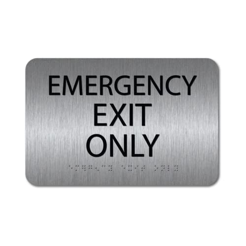 ALPHA DOG Emergency Exit Only Sign with Braille - ADA Compliant Tactile Exit Sign with Grade 2 Contracted Braille and Raised Text, 6x9 inch, UV Stable for Indoor or Outdoor Use, Made in the USA