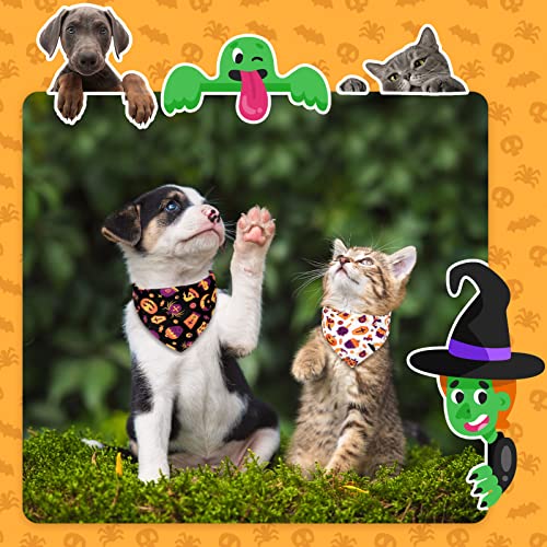 ZEFAN 4 Pack Halloween Dog Bandanas,Pumpkin and Spider Web Bibs,Halloween Party Decorations Bandana,Soft Comfortable Triangle Pet Scarf for Small Medium Dogs Cats Puppies Pets (Small)