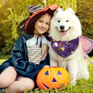 ZEFAN 4 Pack Halloween Dog Bandanas,Pumpkin and Spider Web Bibs,Halloween Party Decorations Bandana,Soft Comfortable Triangle Pet Scarf for Small Medium Dogs Cats Puppies Pets (Small)