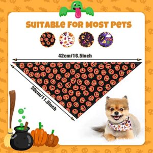 ZEFAN 4 Pack Halloween Dog Bandanas,Pumpkin and Spider Web Bibs,Halloween Party Decorations Bandana,Soft Comfortable Triangle Pet Scarf for Small Medium Dogs Cats Puppies Pets (Small)