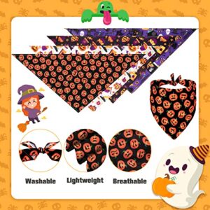 ZEFAN 4 Pack Halloween Dog Bandanas,Pumpkin and Spider Web Bibs,Halloween Party Decorations Bandana,Soft Comfortable Triangle Pet Scarf for Small Medium Dogs Cats Puppies Pets (Small)