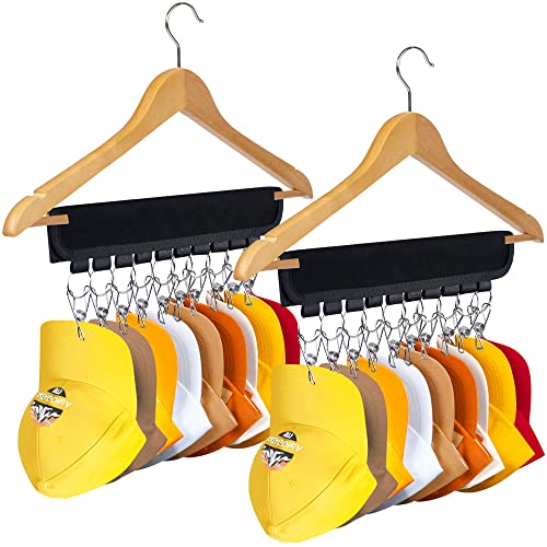 Hat Rack for Baseball Caps Hat Organizer Display Holder, Loscarol 2 Pack Hat Hanger for Closet Storage with Clips, for Hang Ball Cap Winter Beanie & Accessories Holds Up to 20 Caps