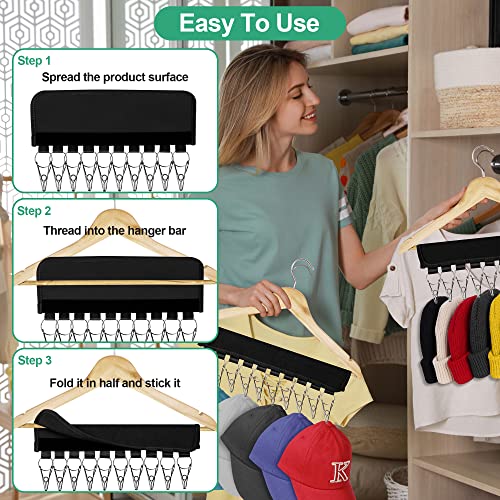 Hat Rack for Baseball Caps Hat Organizer Display Holder, Loscarol 2 Pack Hat Hanger for Closet Storage with Clips, for Hang Ball Cap Winter Beanie & Accessories Holds Up to 20 Caps